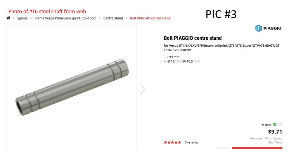 Modern Vespa : ET4 2001 center stand shaft and bolt removal (replacing)