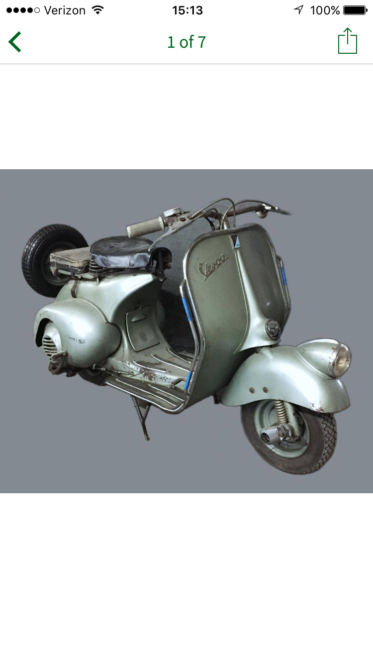 Modern Vespa : Oldest Existing Vespa Scooter auctioned