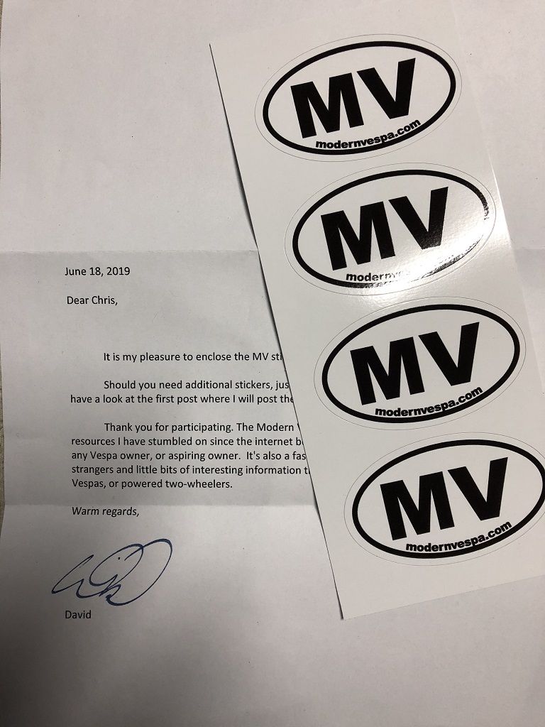 Modern Vespa : MV Sticker wanted?